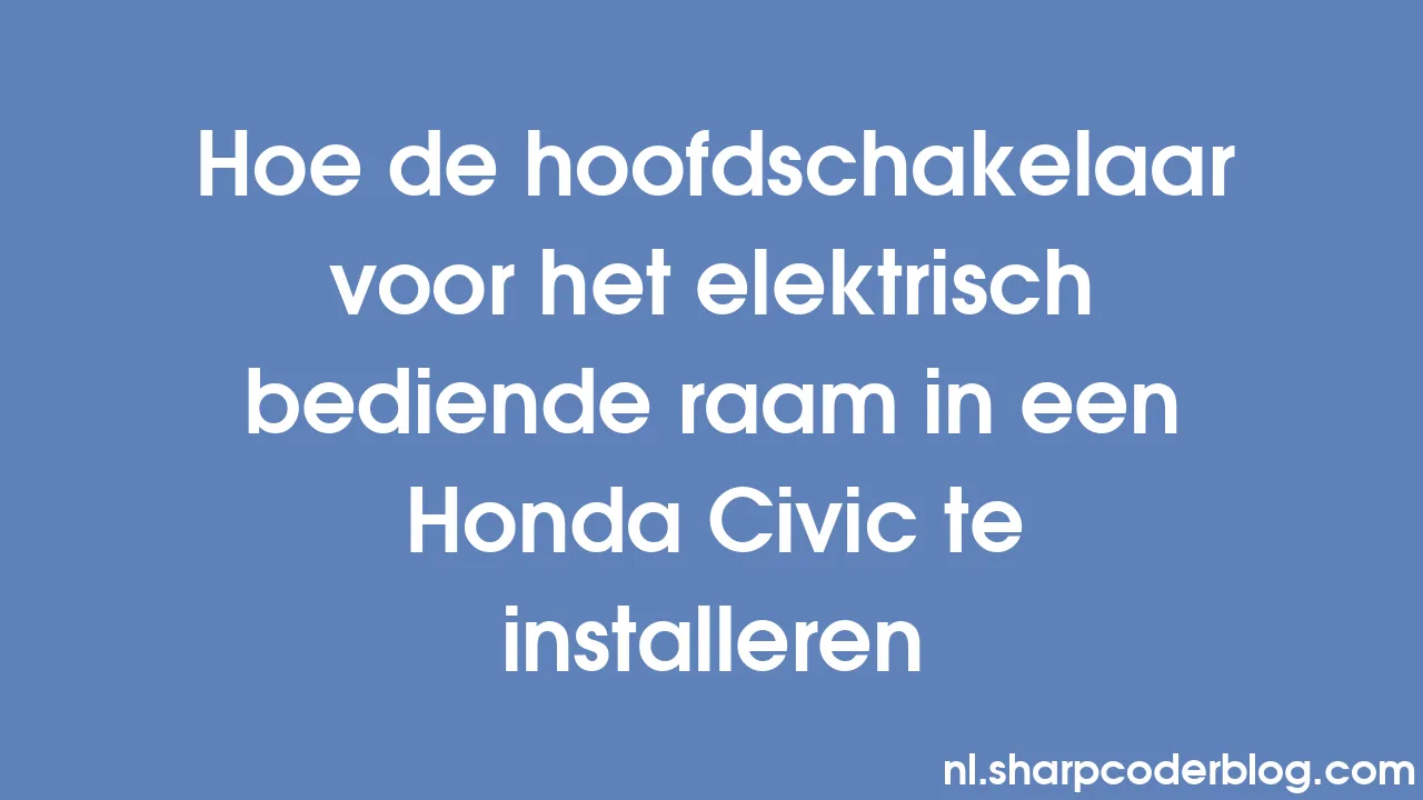 Hoe de hoofdschakelaar voor het elektrisch bediende raam in een Honda Civic te installeren ...