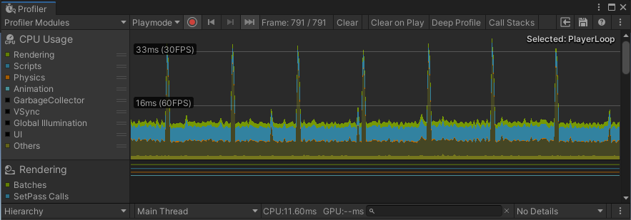 Unity Profiler-venster