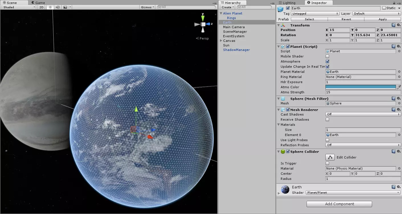 Herziening Van Het Unity Asset Store Pakket Planet Shader En Shadowing System Sharp Coder Blog