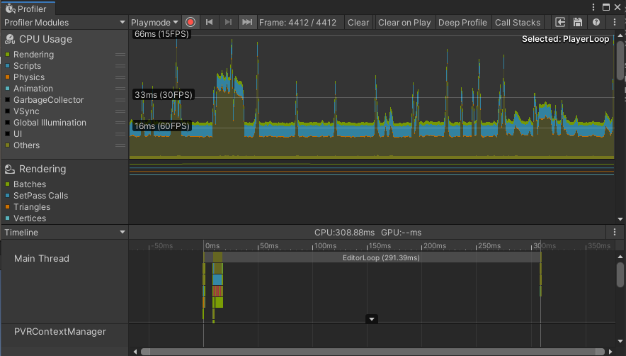 Unity 3D Profiler-venster